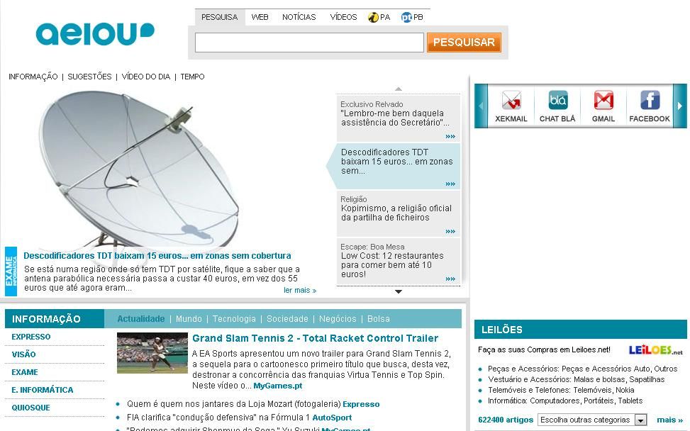 Portal AEIOU volta a casa