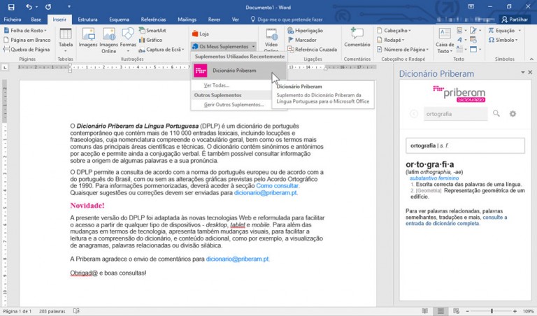 Dicionário Priberam já está disponível gratuitamente na Loja do Office