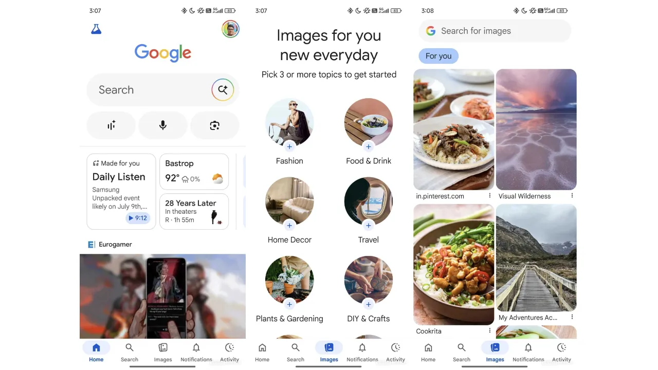 Google aposta em feed de imagens personalizado no estilo Pinterest